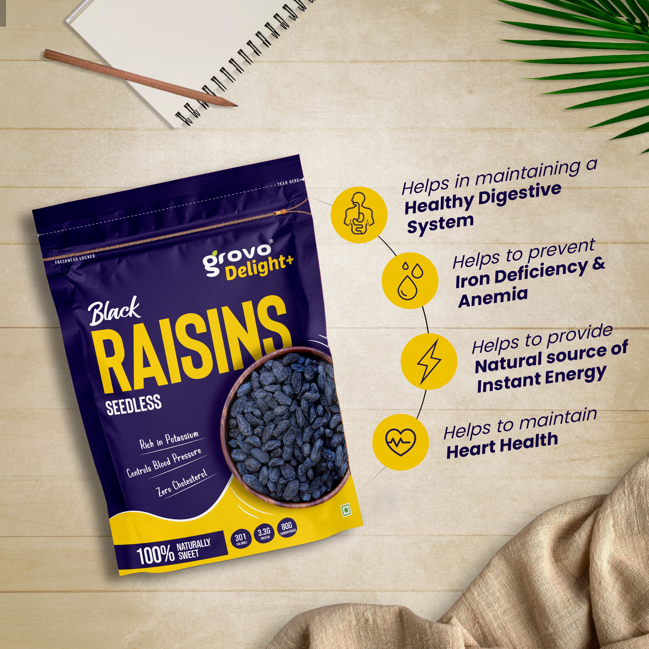 Grovo Delight+ Black Raisins Seedless 200g – Grovo Foods