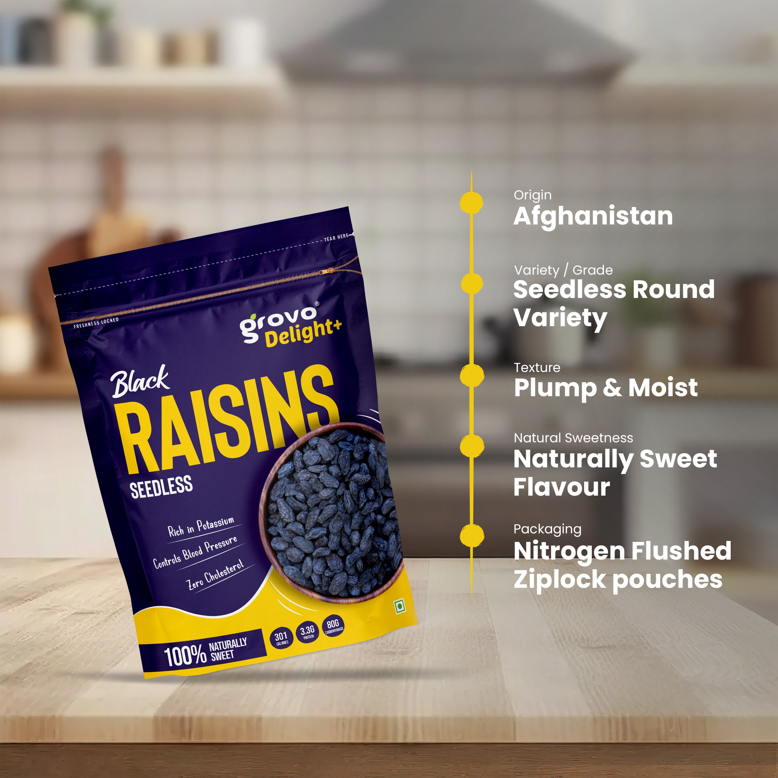 Grovo Delight+ Black Raisins Seedless 200g – Grovo Foods